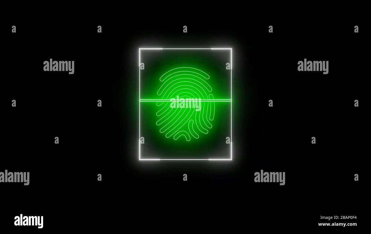fingerprint scanning Biometric Identification System animation Stock ...