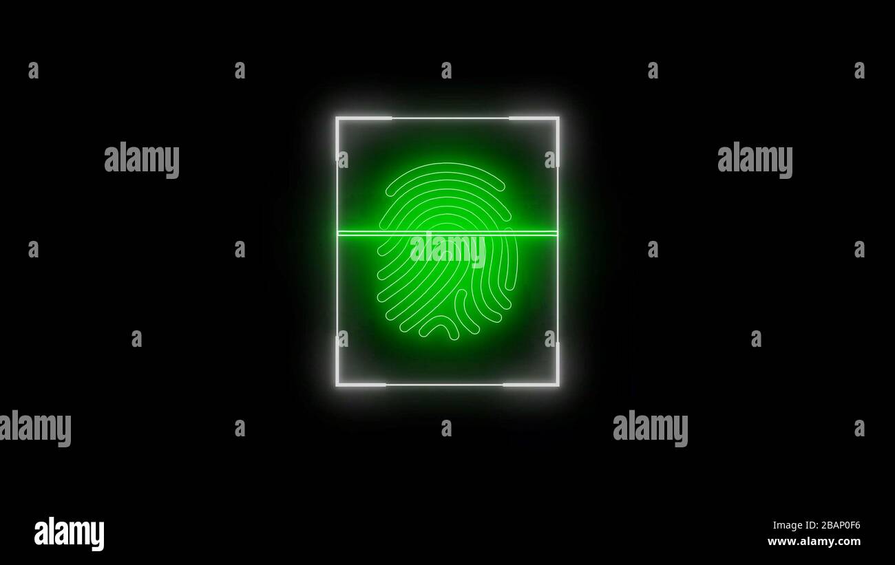 fingerprint scanning Biometric Identification System animation Stock ...