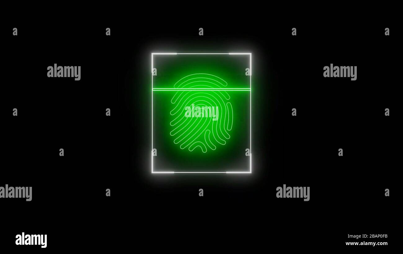 Digital animation fingerprint biometric scanner hi-res stock ...