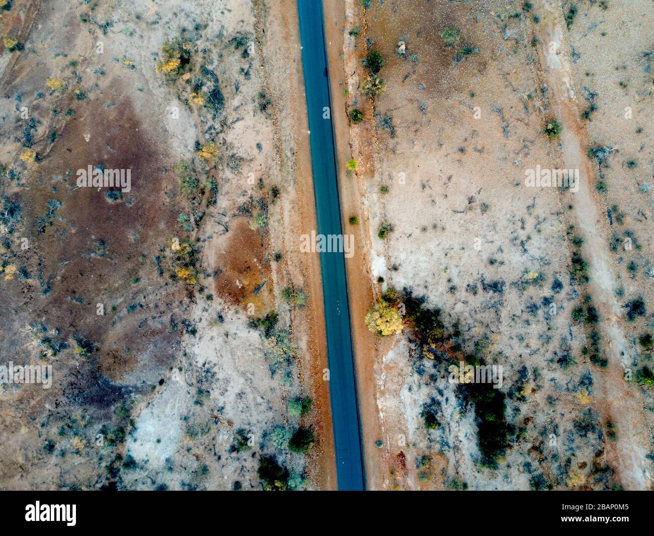Aerial of Adventure Way highway near Thargomindah Bulloo Shire ...