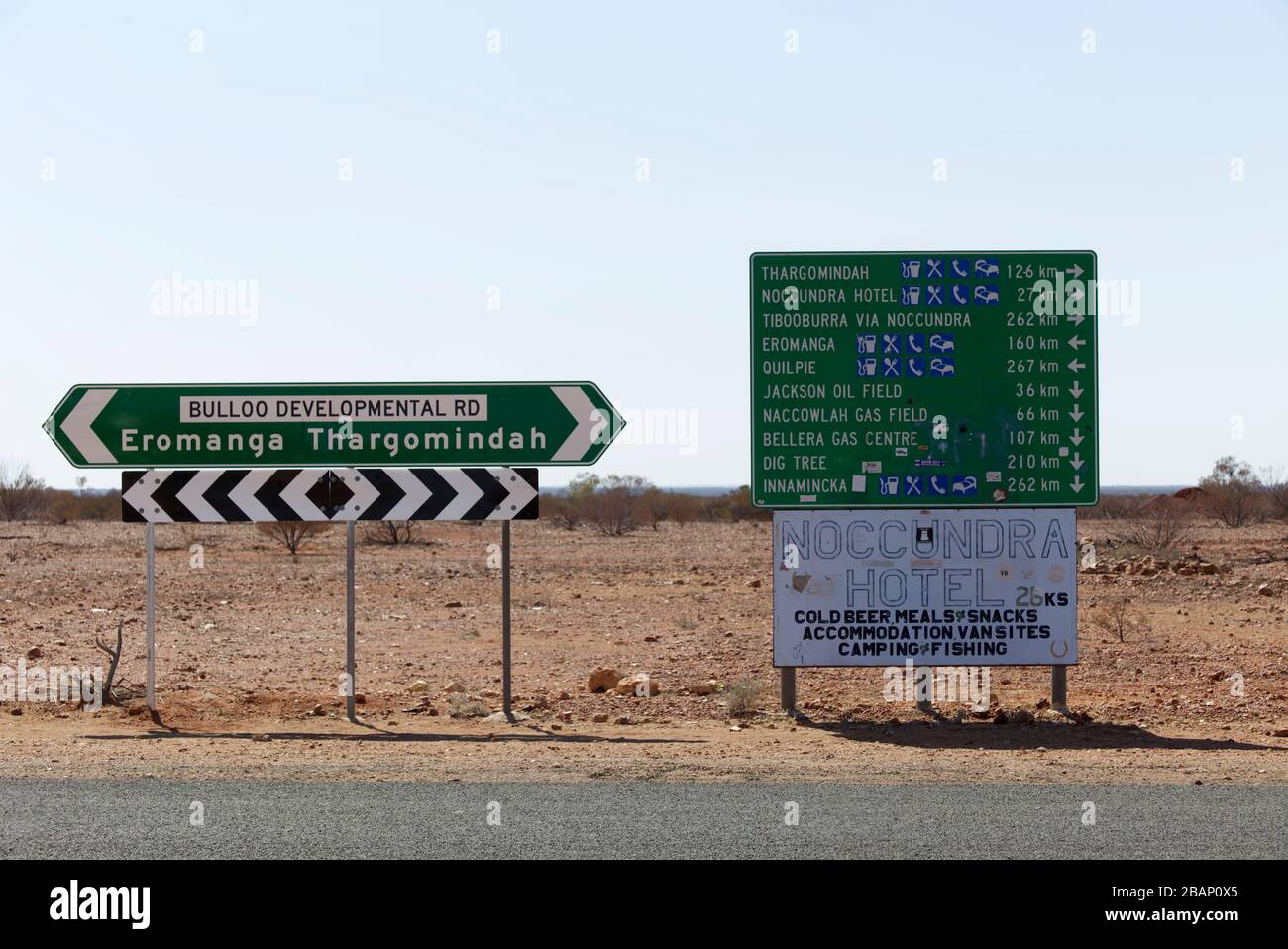 Road sign on the Bulloo Development Road junction on Adventure Way ...