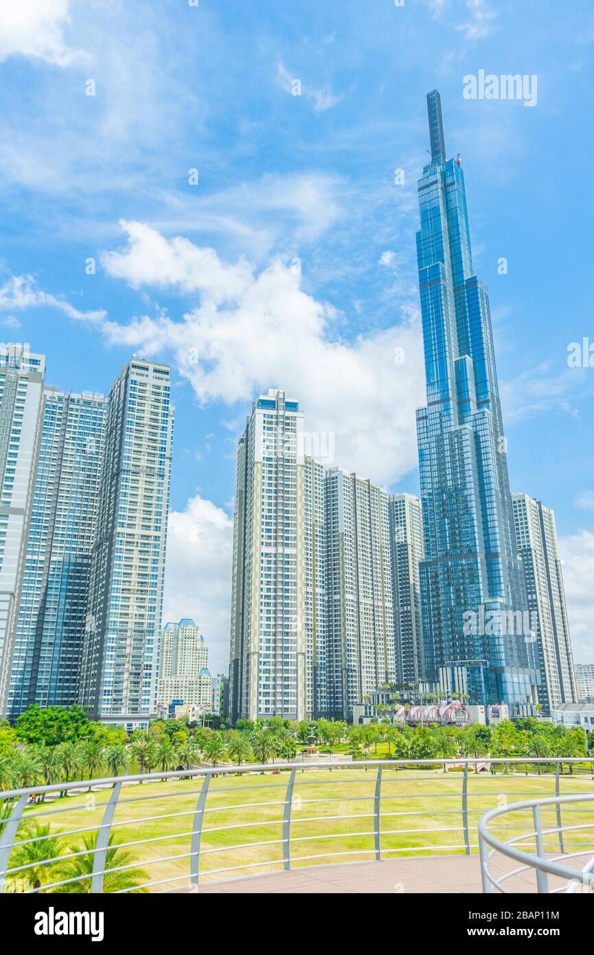 Saigon / Vietnam, July 2018 - Landmark 81 is a super-tall skyscraper of ...