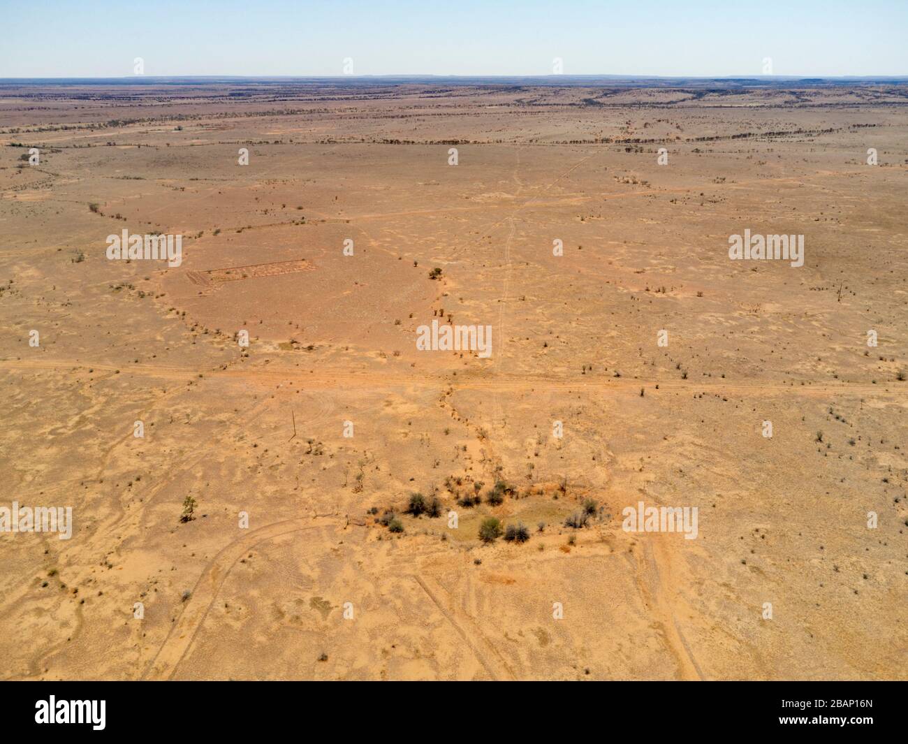 Aerial of a dry dam in a drought affected landscape in the channel ...