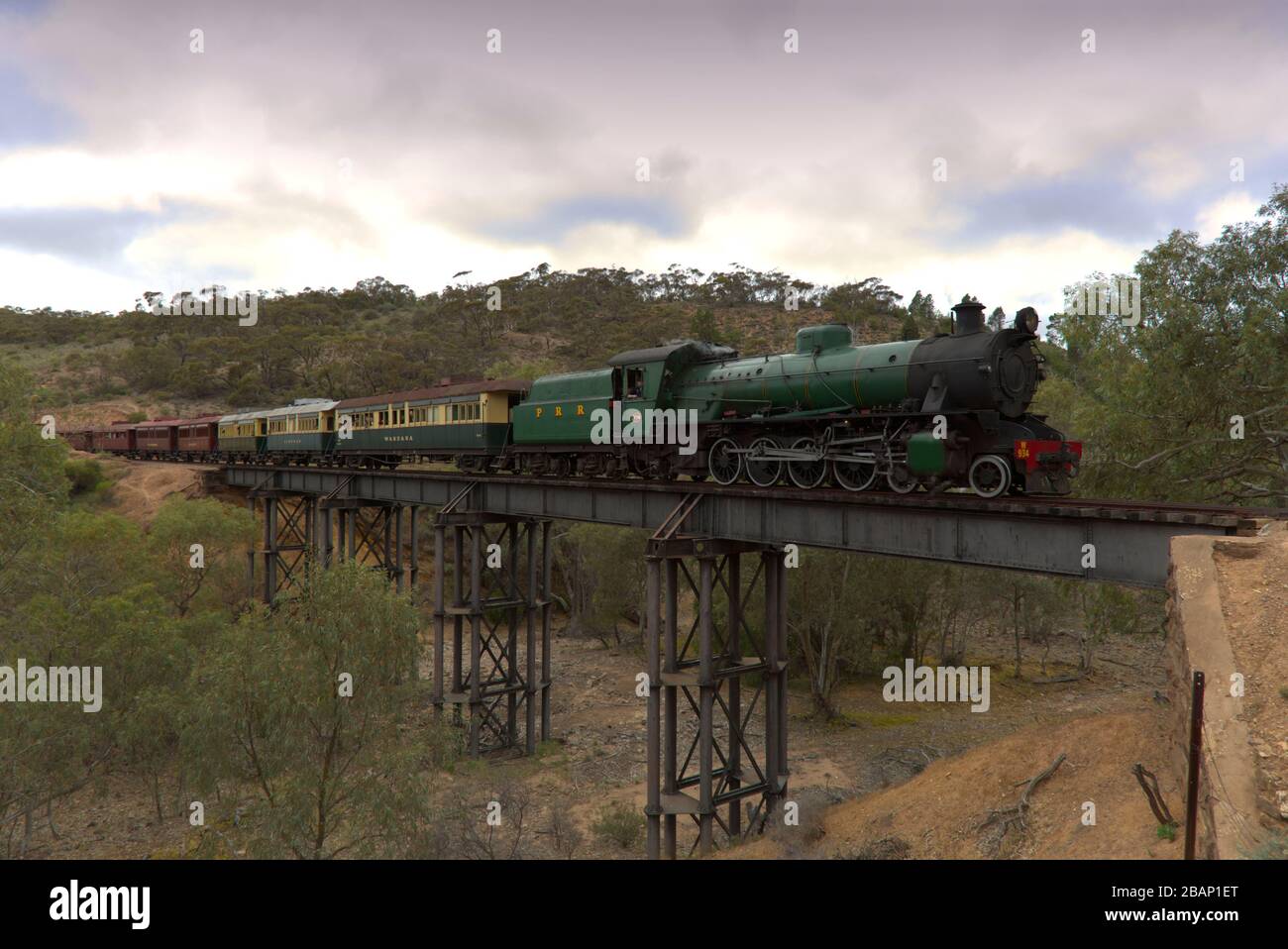 Heritage train pulled by steam locomotive on the Pichi Richi Railway ...