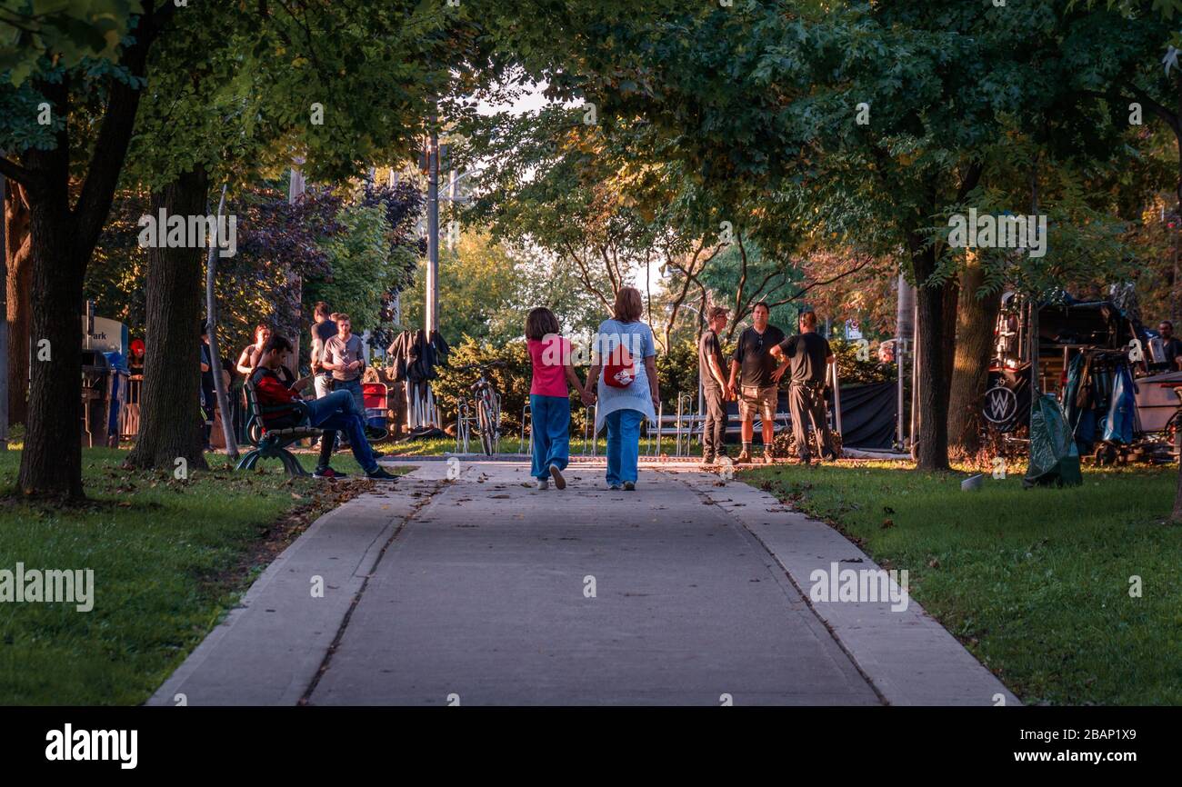 TORONTO, CANADA - 10 09 2018: Sunset scene - people having fun in ...