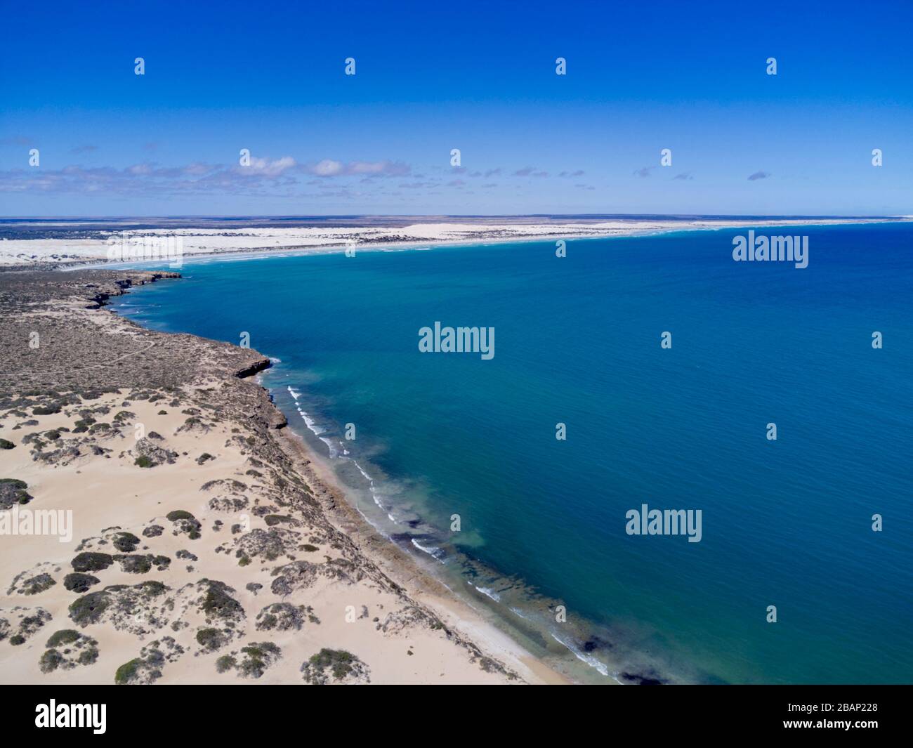 Aerial of the coastal scenery at Point Sinclair near Penong South ...