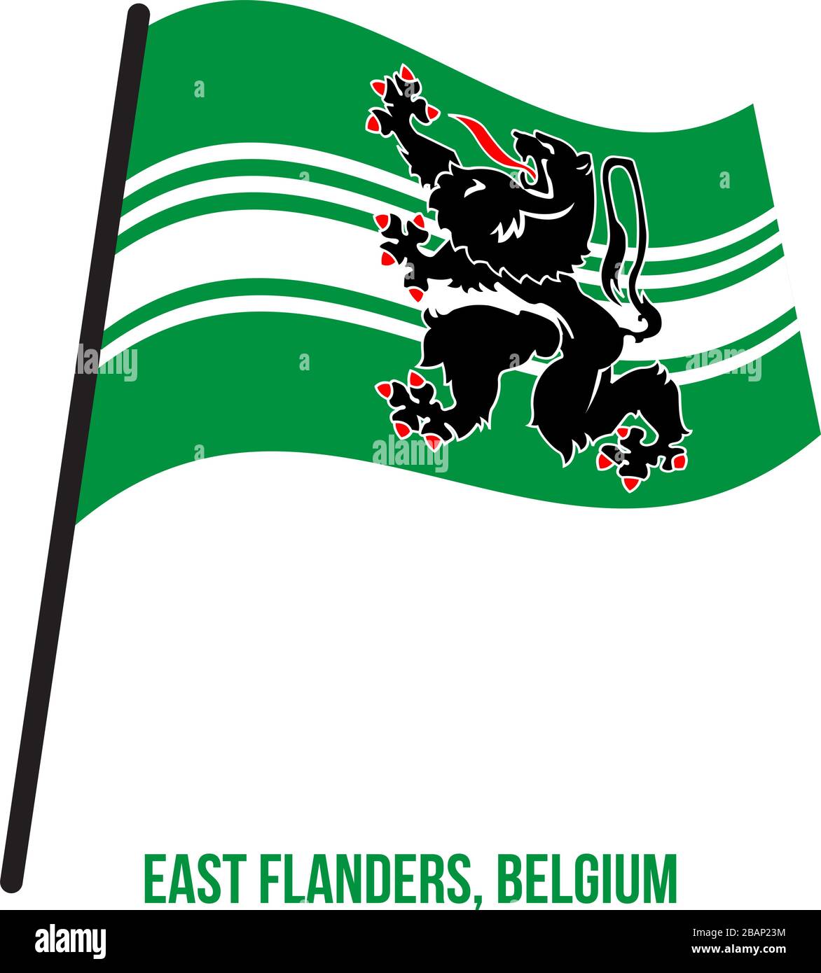 East Flanders Flag Waving Vector Illustration on White Background ...