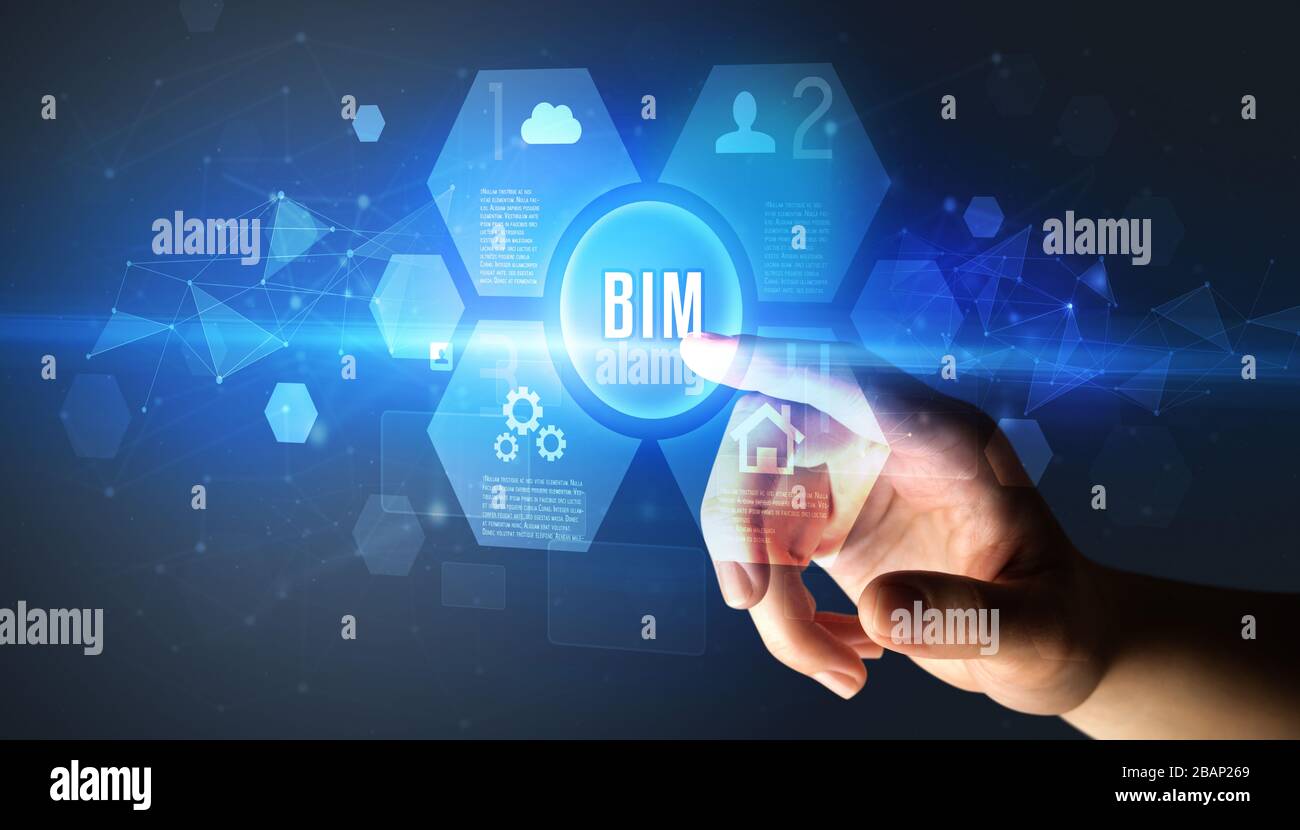 Hand touching BIM inscription, new technology concept Stock Photo - Alamy