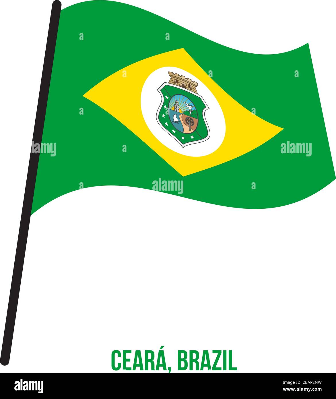 Ceara Flag Waving Vector Illustration on White Background. States Flag ...