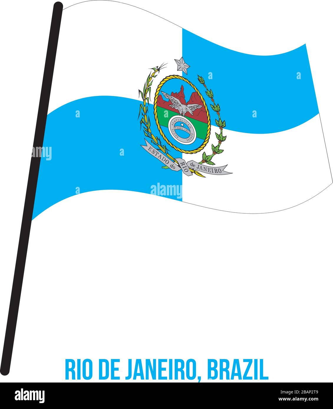 Rio de Janeiro Flag Waving Vector Illustration on White Background ...