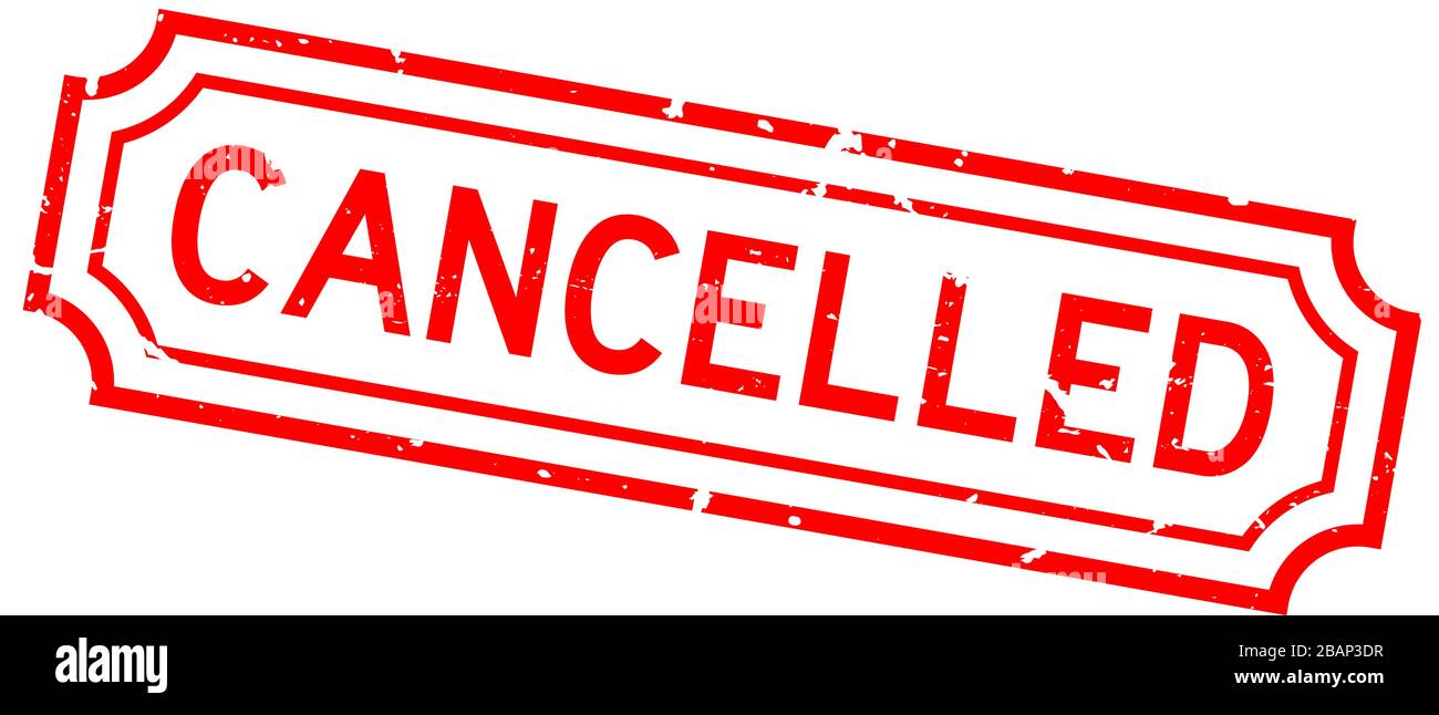 Grunge red cancelled word rubber seal stamp on white background Stock ...