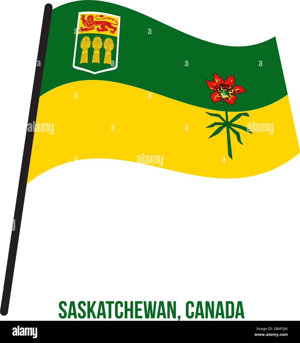 Saskatchewan Flag Waving Vector Illustration on White Background ...