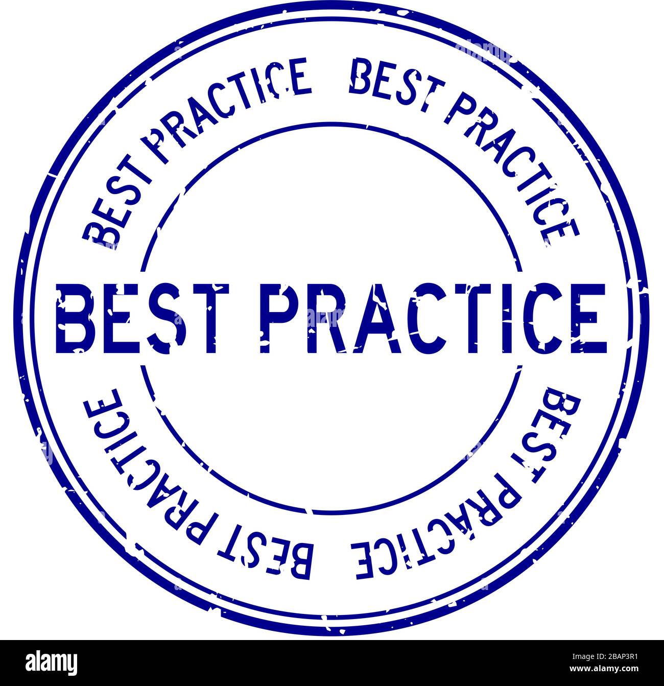 Grunge blue best practice word round rubber seal business stamp on ...