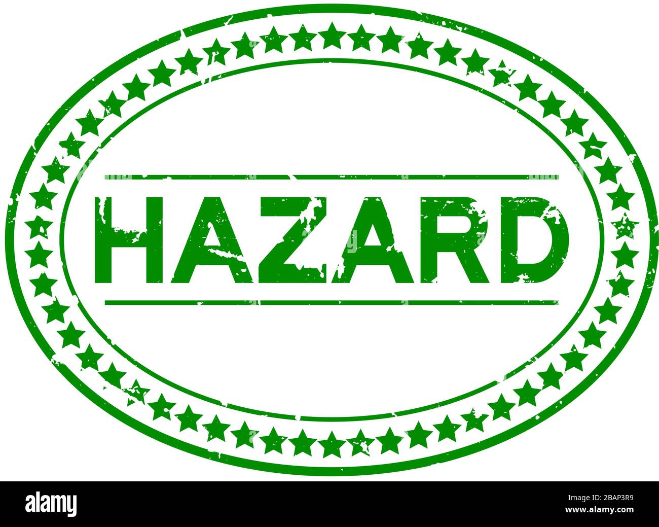 Grunge green hazard word oval rubber seal stamp on white background ...