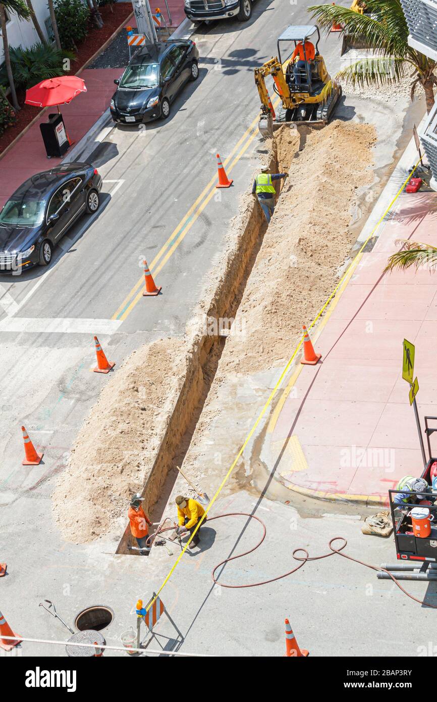 Miami Beach Florida,Ocean Drive,under new construction site building ...