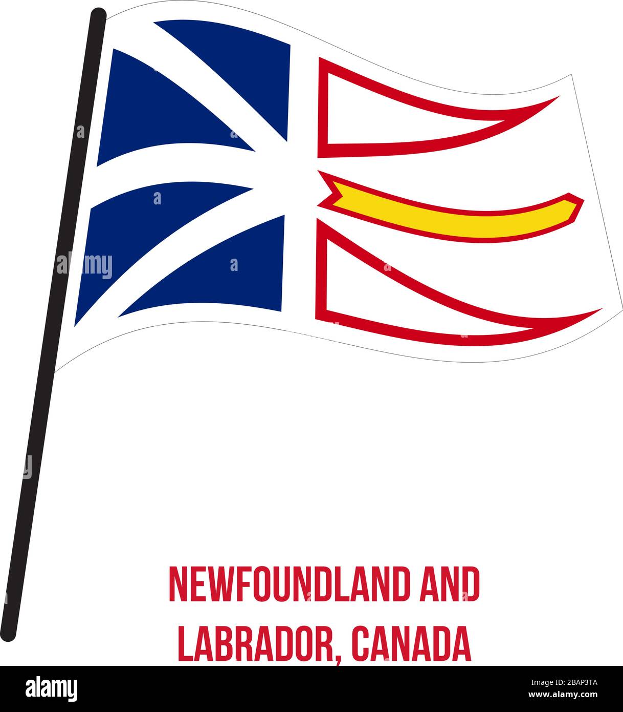 Newfoundland and Labrador Flag Waving Vector Illustration on White ...