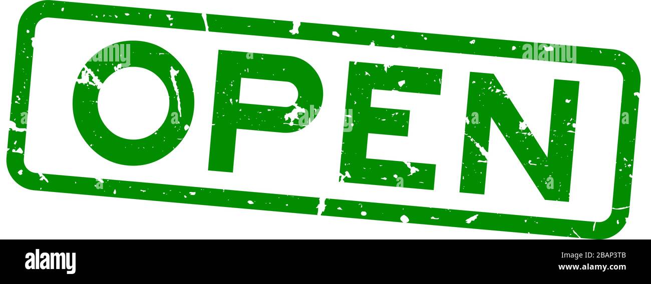 Grunge green open word square rubber seal stamp on white background Stock Vector Image & Art - Alamy