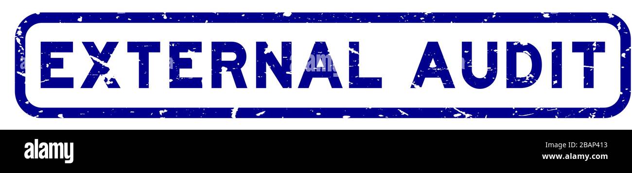 Grunge blue external audit word rubber seal stamp on white background ...