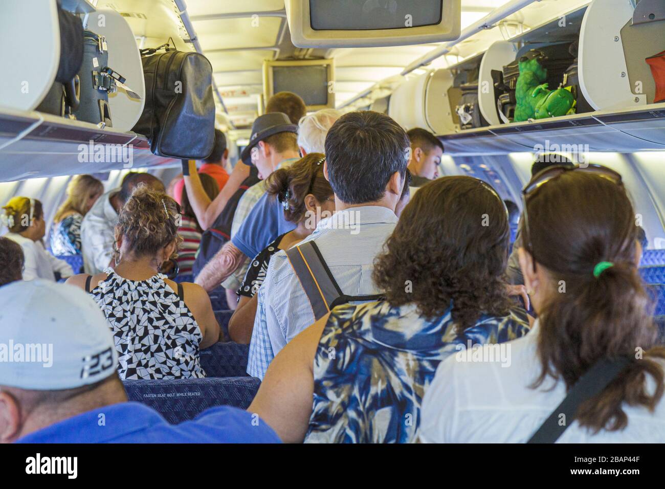 Miami Florida International Airport MIA,inflight,passenger cabin ...