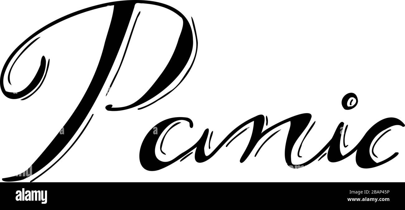 Black color hand drawing in word panic on white background Stock Vector ...