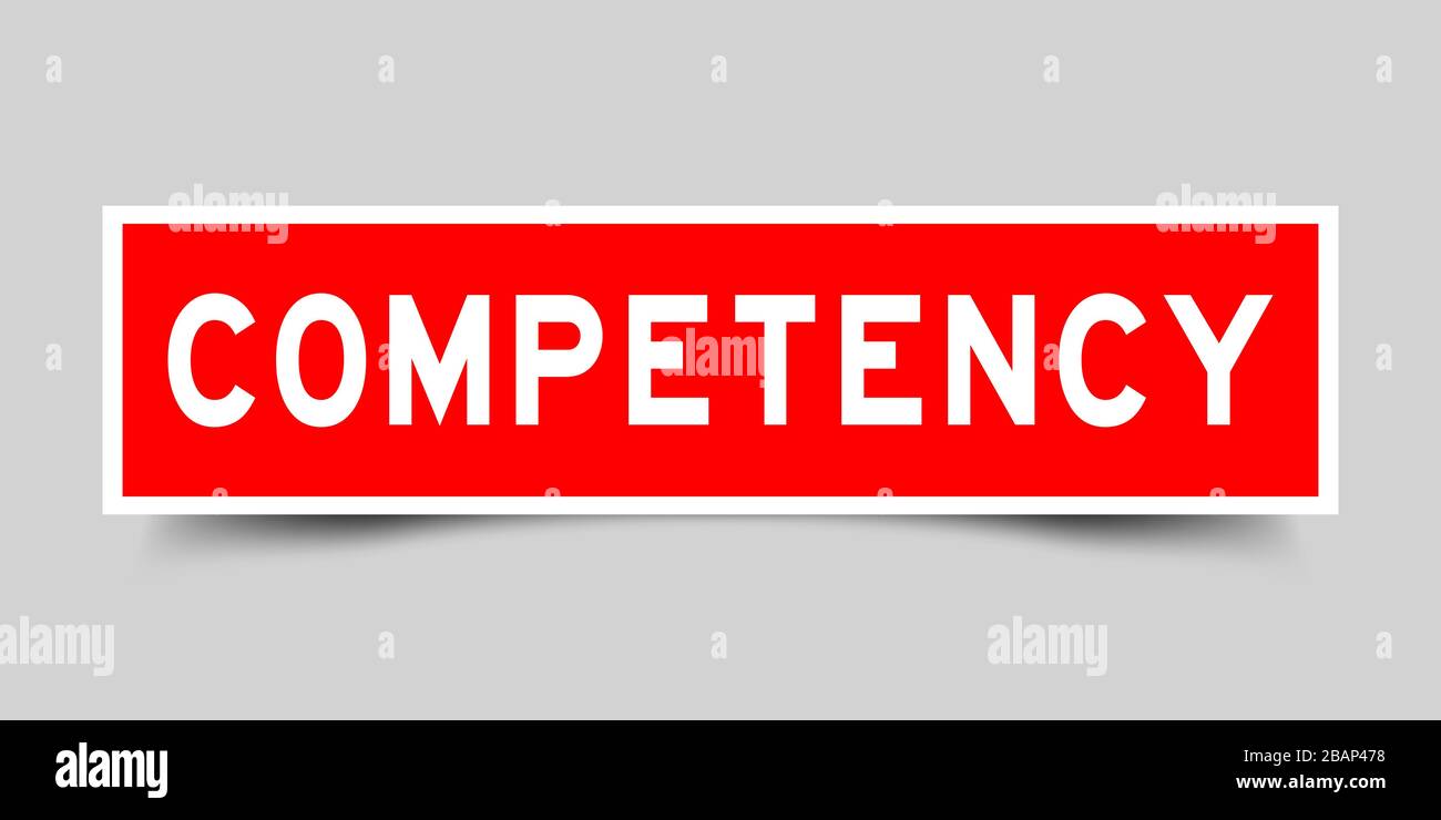Label square red sticker in word competency on gray background (vector ...