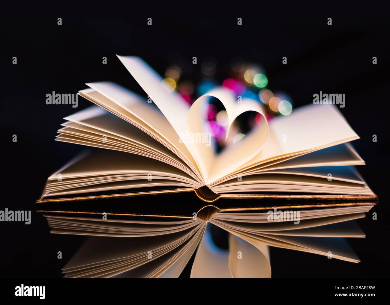 Artistic 3d illustration of an open book with pages as heart Stock ...