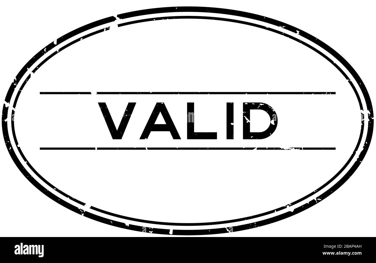 Grunge black valid word oval rubber seal stamp on white background ...