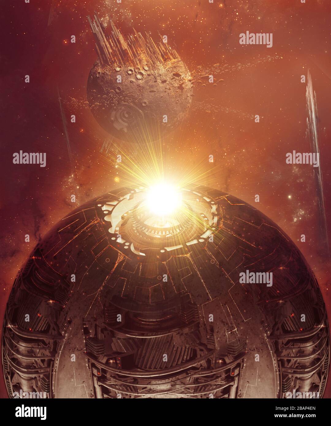 Artistic 3d illustration of an extraterrestrial aliens invasion ...