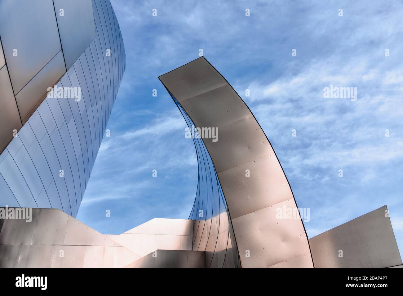 Architectural abstract of modern buildings in Los Angeles, low angle ...