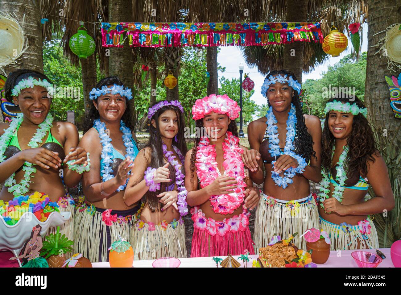 Miami Beach Florida,North Beach,North Shore Park,luau party,Hispanic ...