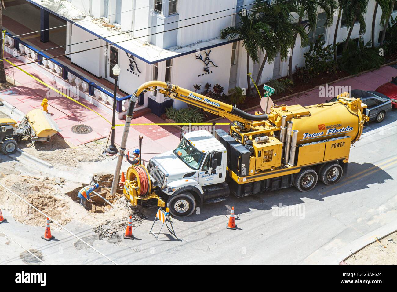 Miami Beach Florida,Ocean Drive,road repair,roadwork,capital improvements,under new construction ...