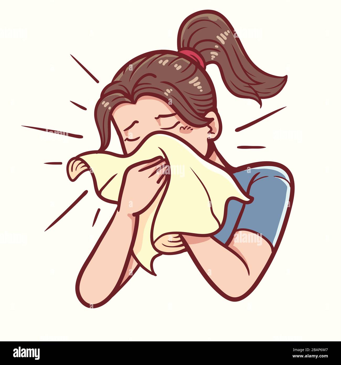 Girl Sneeze Illustration Stock Vector Image And Art Alamy