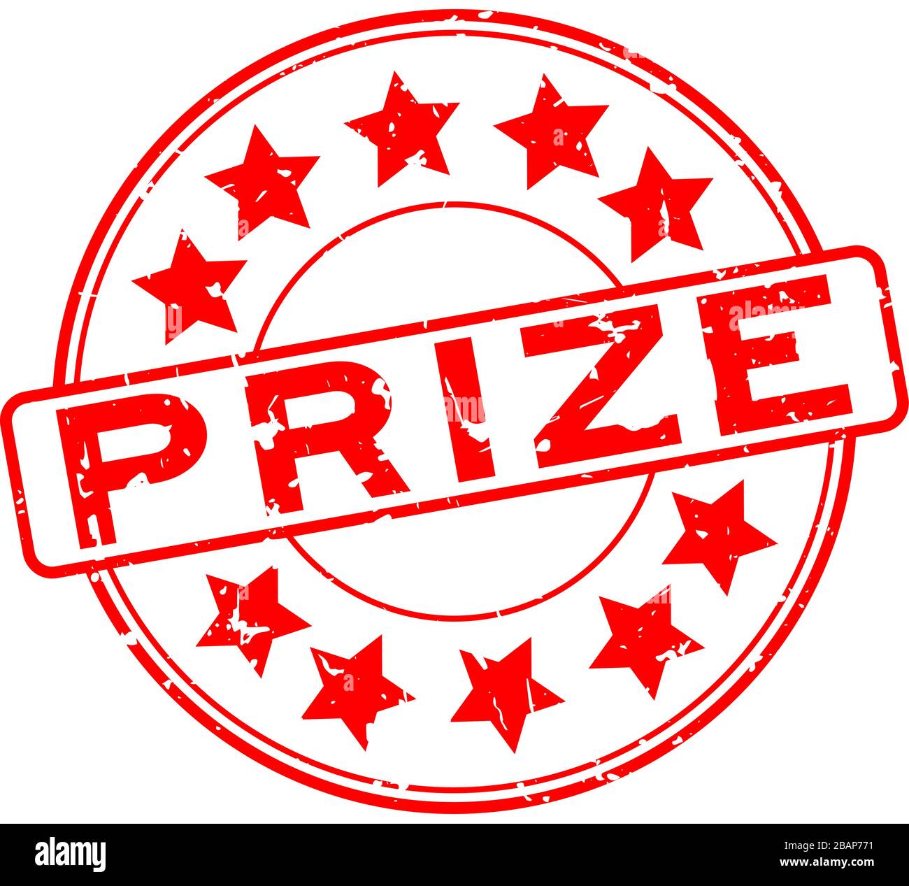 Grunge red prize word round rubber seal stamp on white background Stock ...