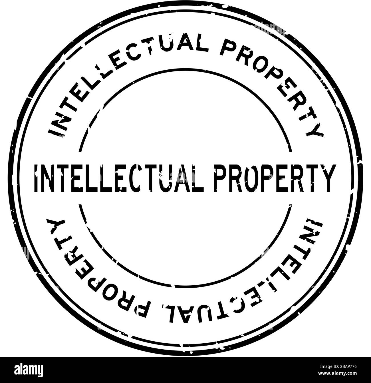 Grunge black intellectual property word round rubber seal stamp on ...