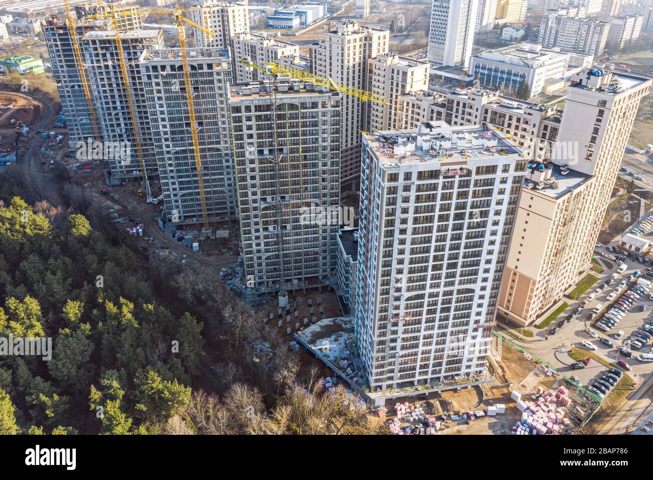 modern high-rise apartment buildings under construction. development of ...
