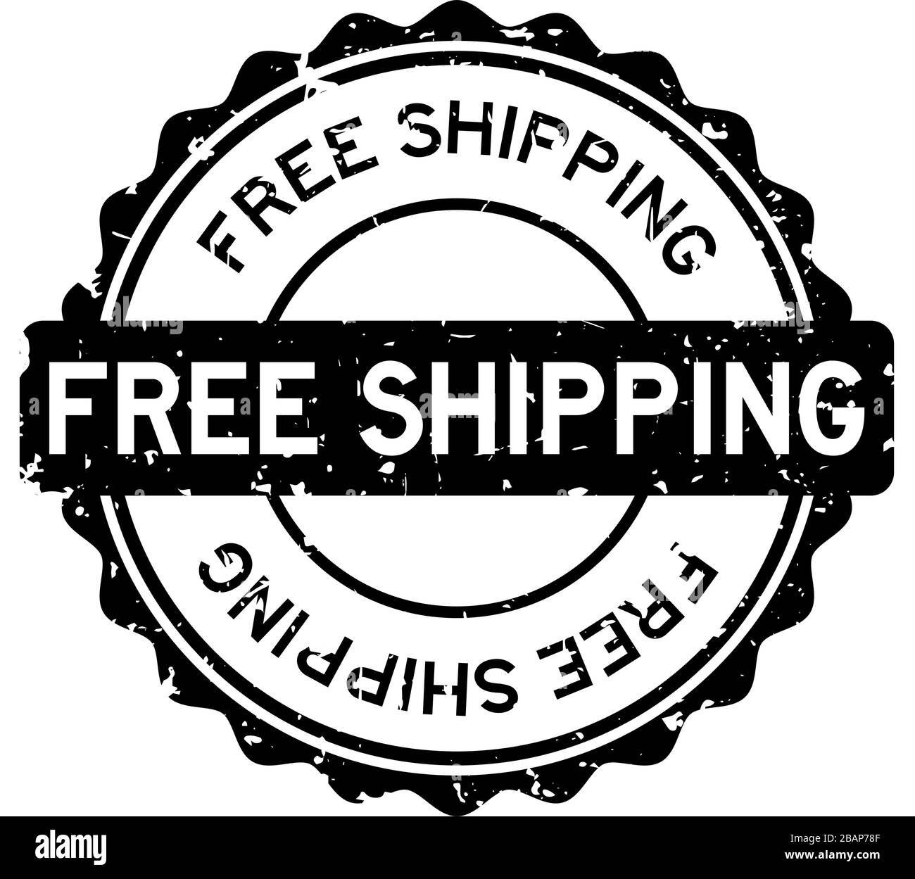 Grunge black free shipping word round rubber seal stamp on white ...