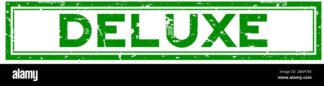 Grunge green deluxe word square rubber seal stamp on white background ...