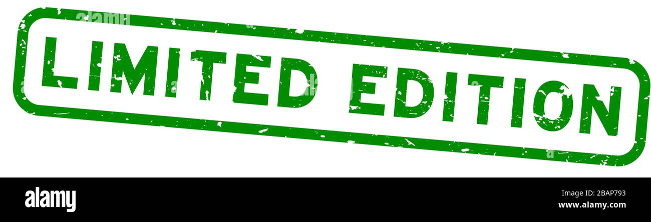 Grunge green limited edition word square rubber seal stamp on white ...