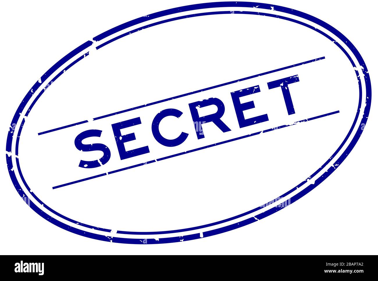 Grunge blue secret word oval rubber seal stamp on white backgoround ...