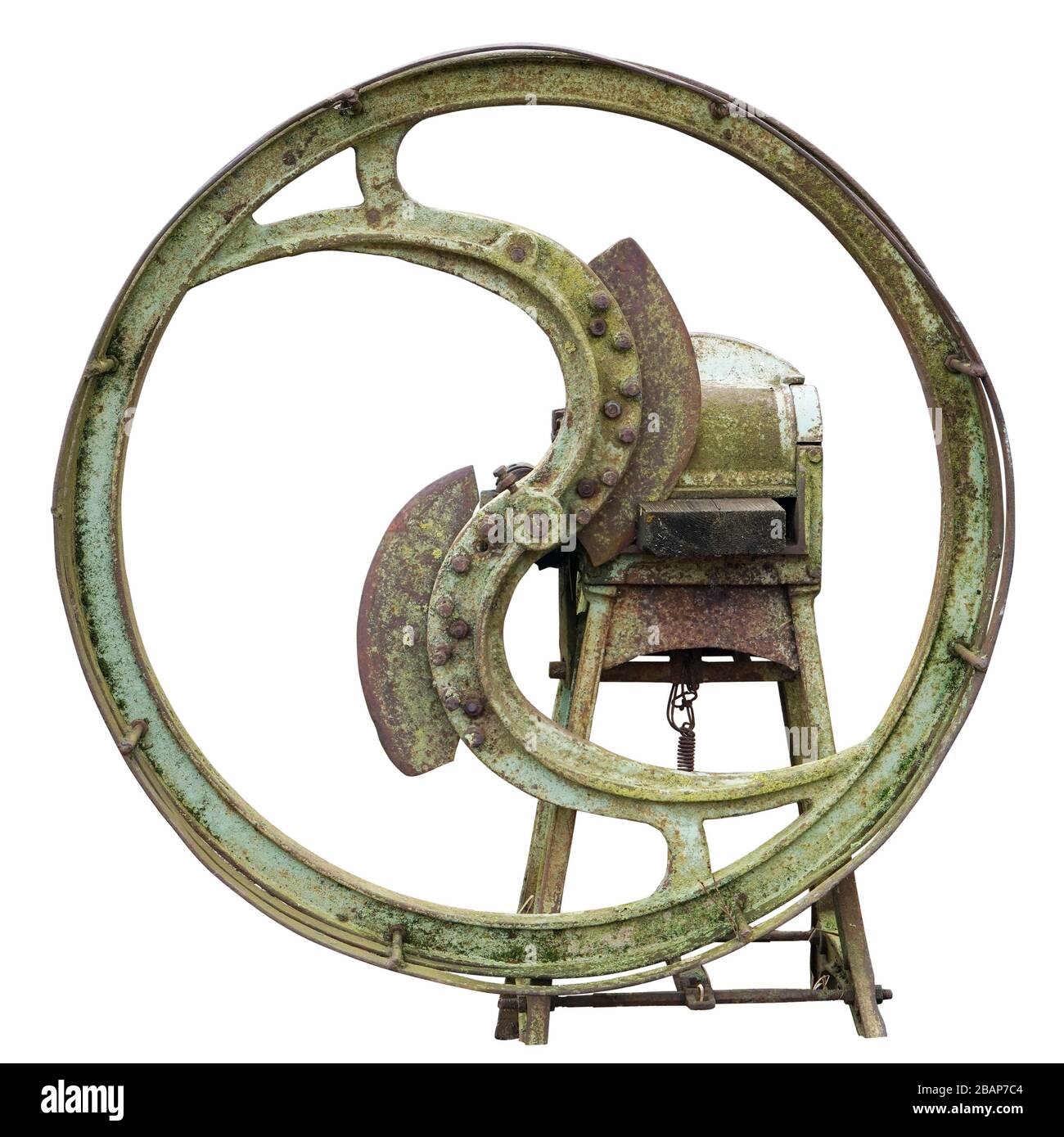 Green time machine concept. Metal w rusty heel and gears of vintage ...