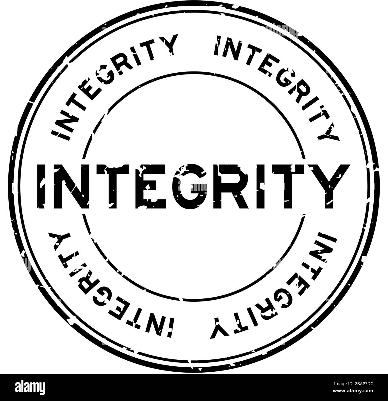 Grunge black integrity word round rubber seal stamp on white background ...