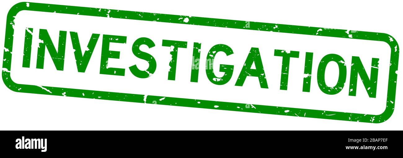 Grunge green investigation word rubber seal stamp on white background ...
