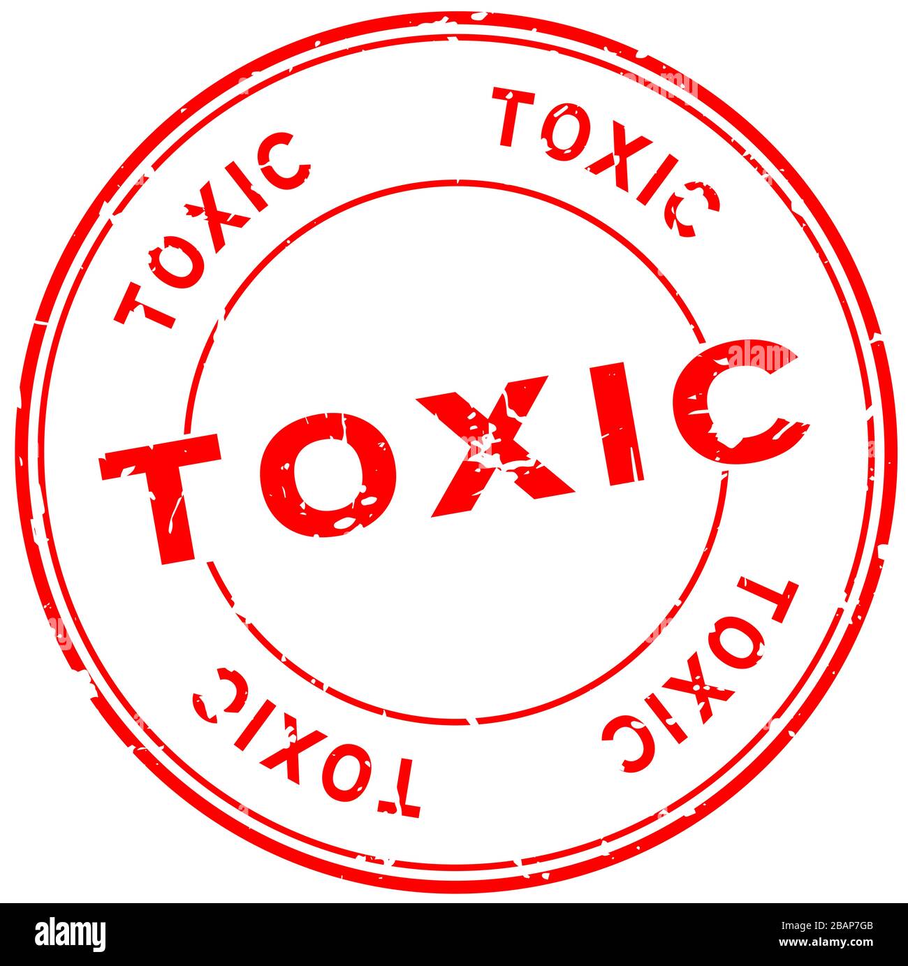 Grunge red toxic word round rubber seal stamp on white background Stock ...