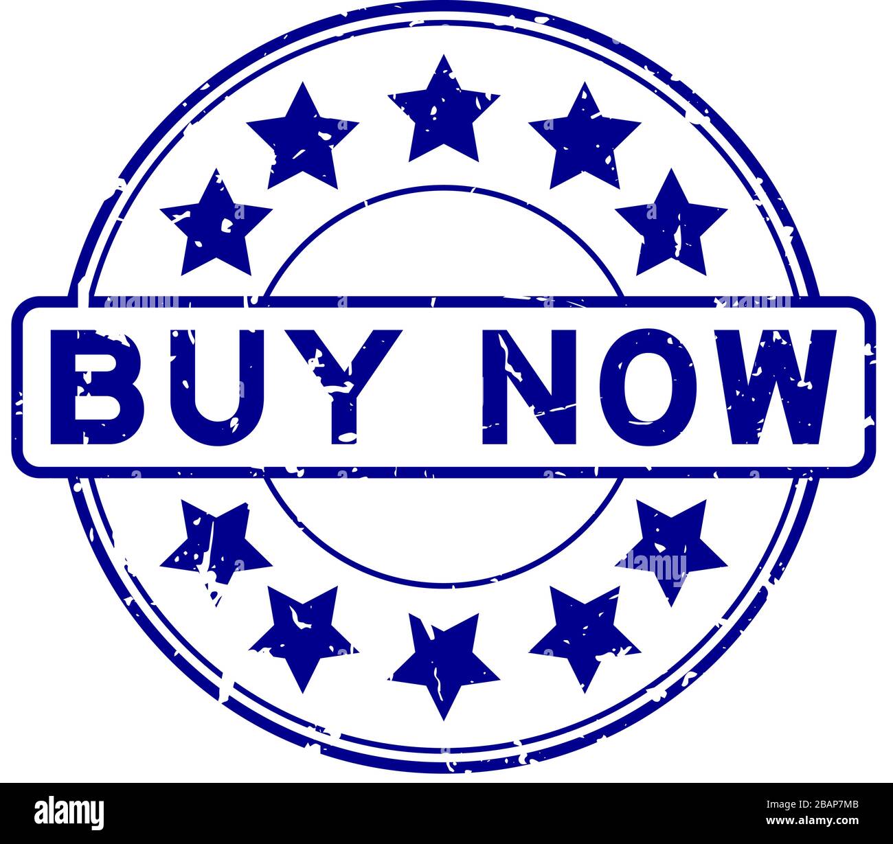 Grunge blue now word round rubber seal stamp on white background Stock ...