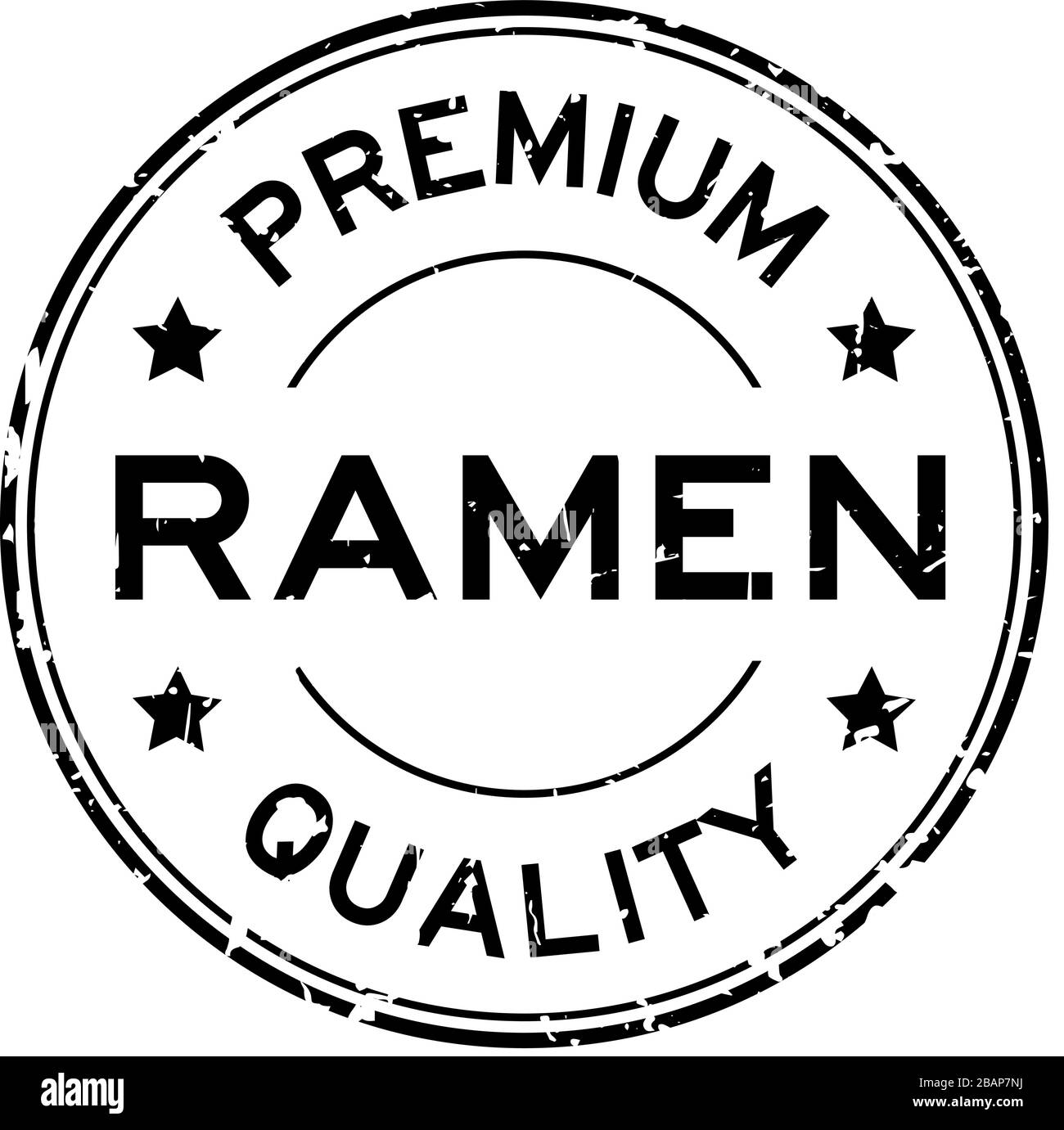 Grunge black premium quaity ramen word round rubber seal stamp on white ...