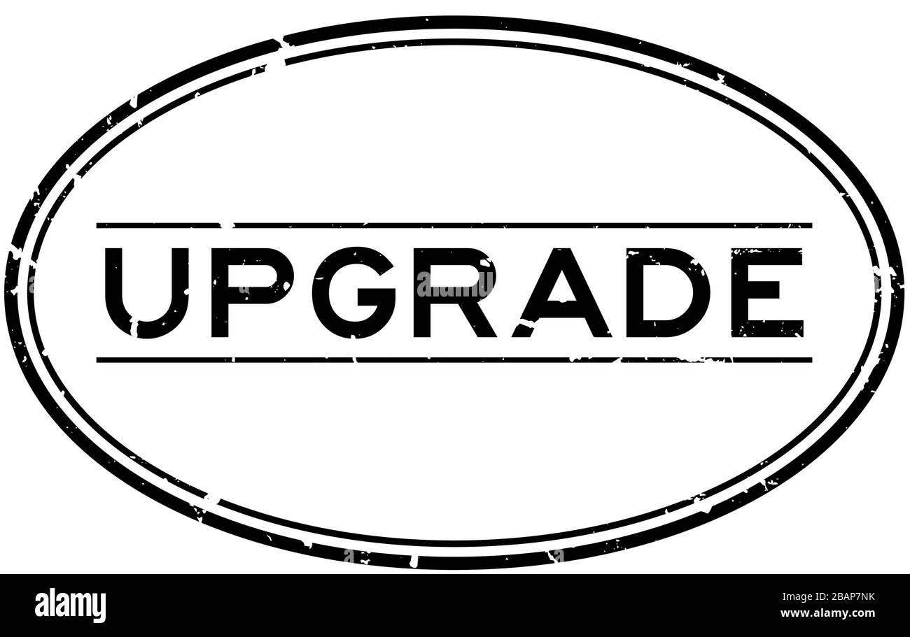 Grunge black upgrade word oval rubber seal stamp on white background ...