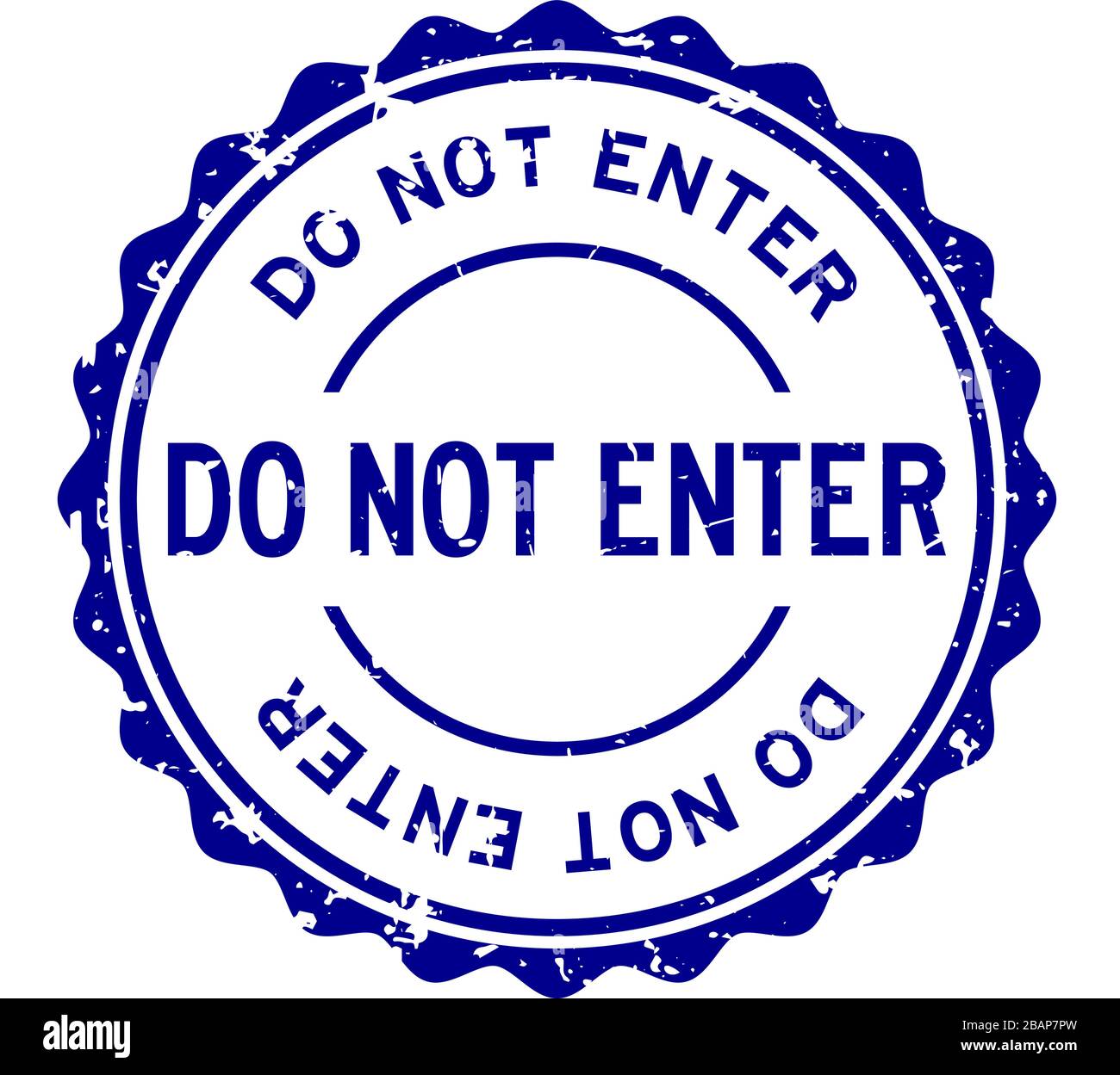 Grunge blue do not enter word round rubber seal stamp on white ...