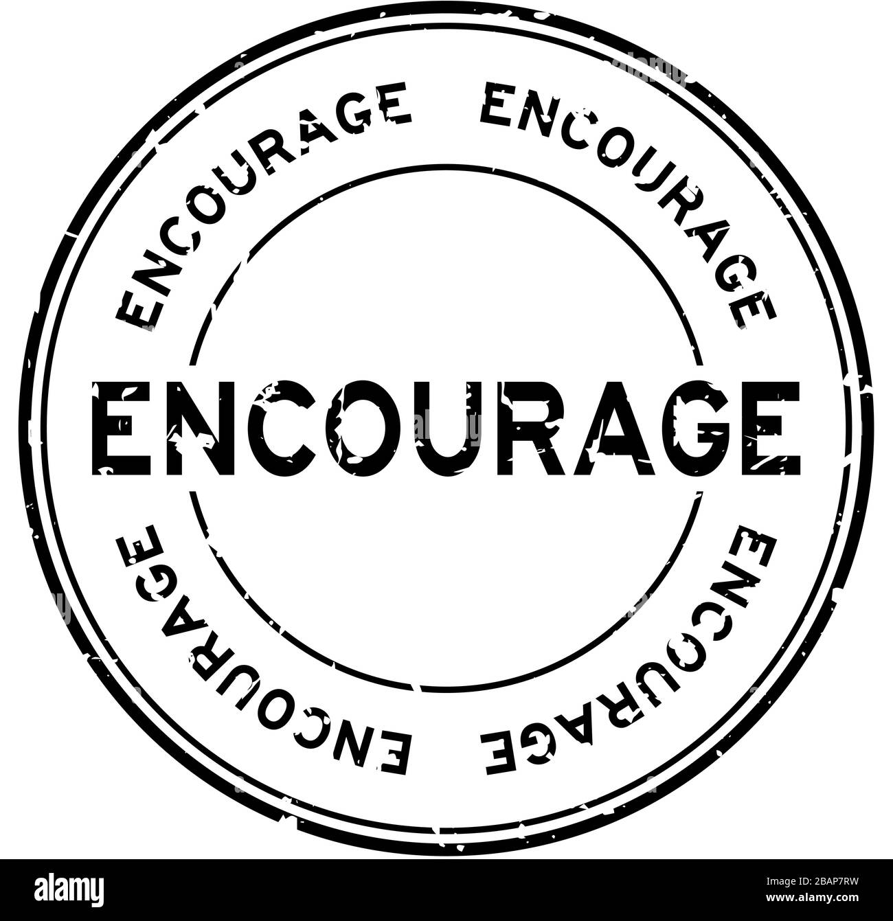 Grunge black encourage word round rubber seal stamp on white background ...