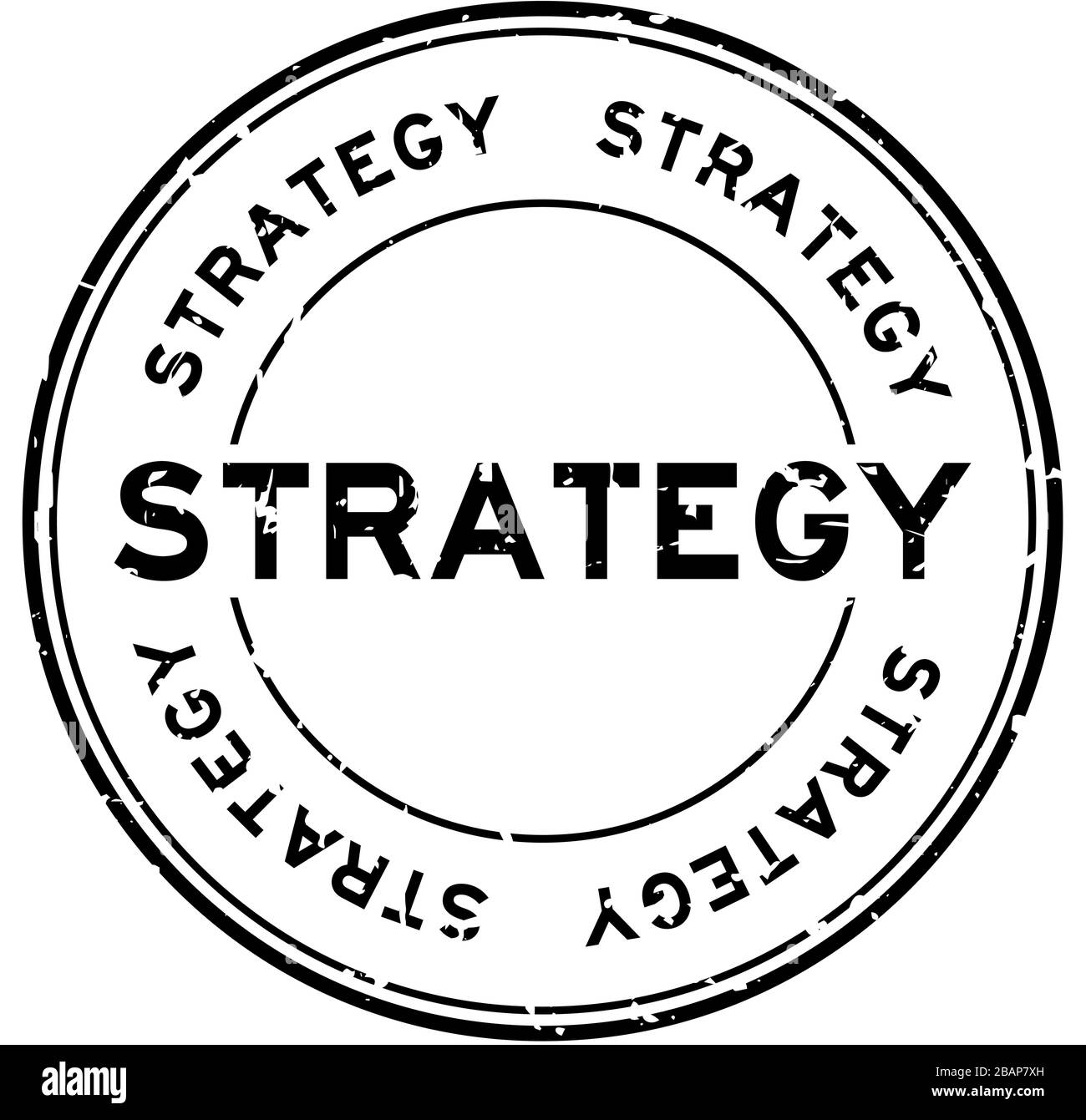 Grunge black strategy word round rubber seal stamp on white background ...