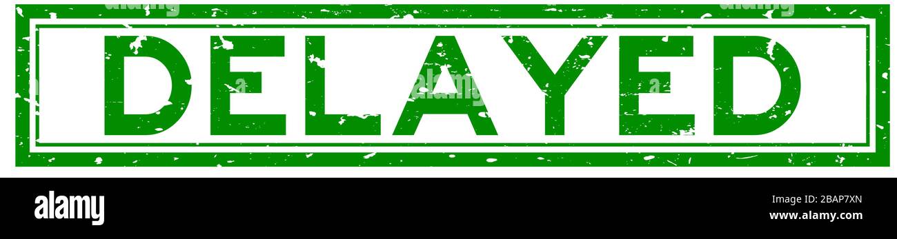 Grunge green delayed word square rubber seal stamp on white background ...